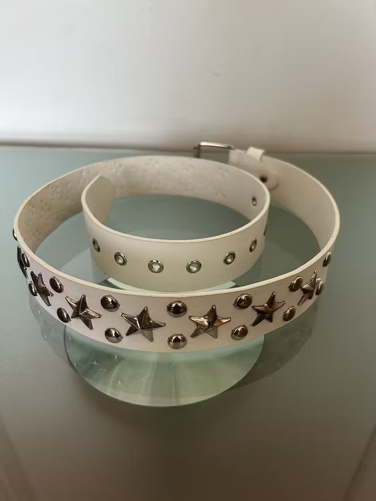 Vintage Star Studded Belt (white) | Grailed