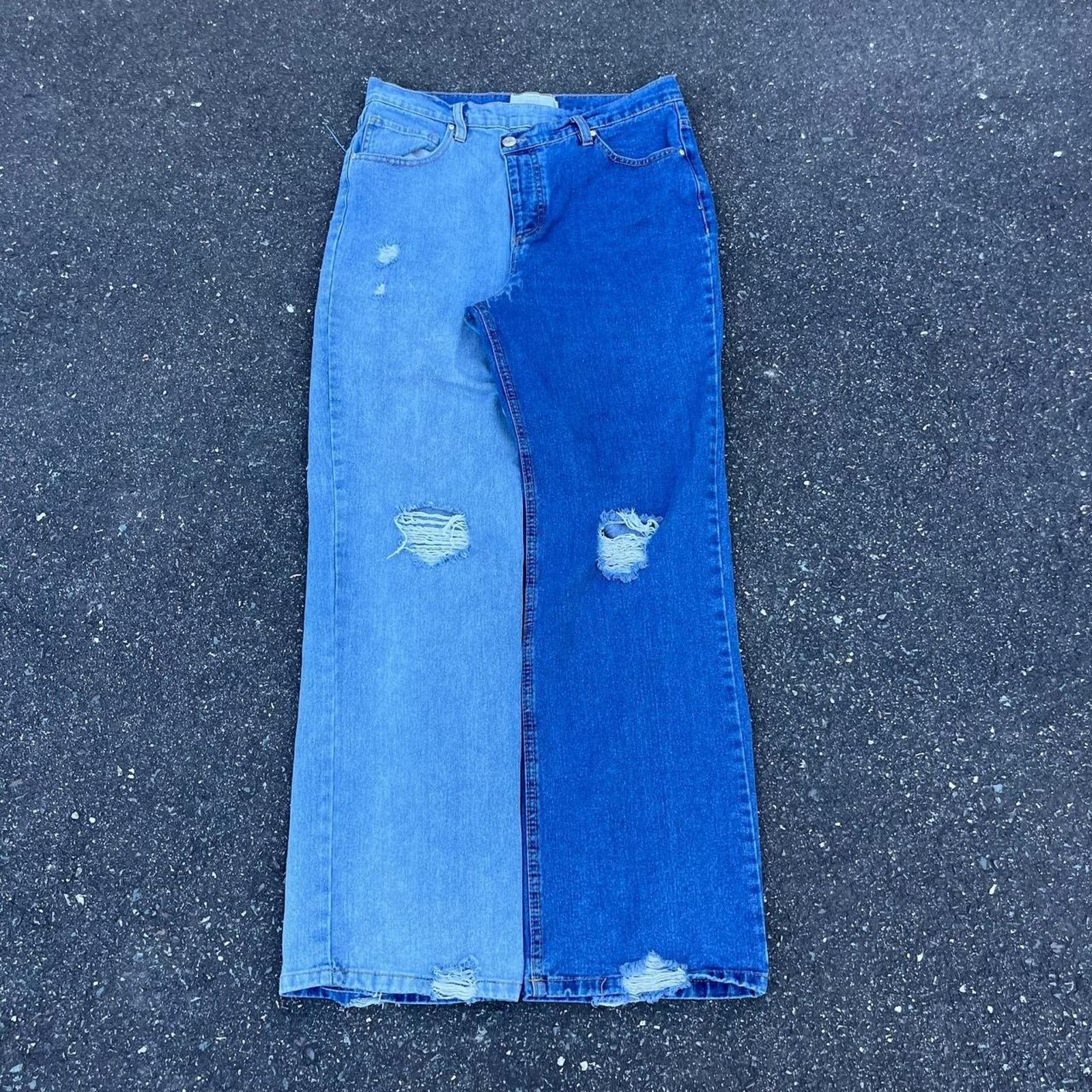 Vintage vintage 2000s baggy wide leg stonewash two-tone refuge jeans ...