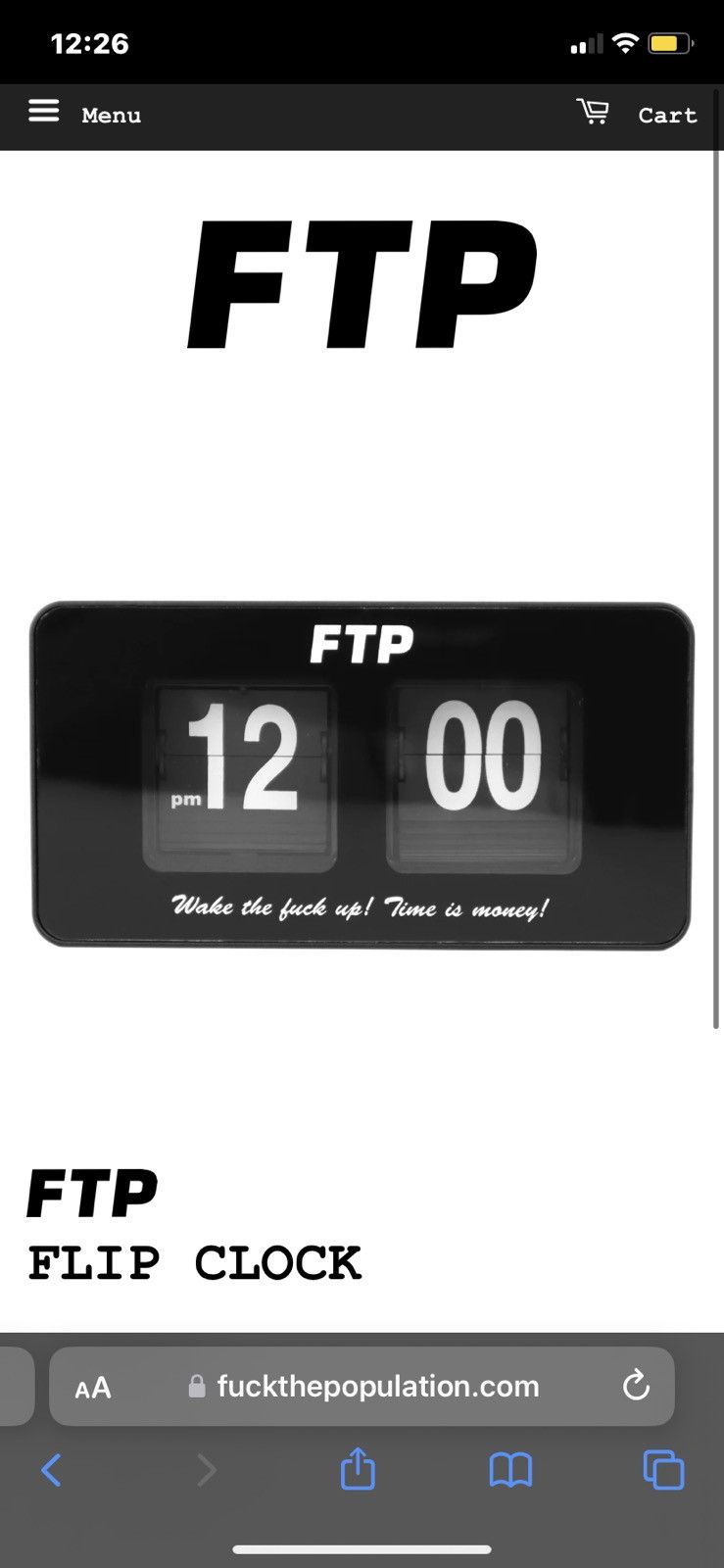 Fuck The Population FTP FLIP CLOCK | Grailed