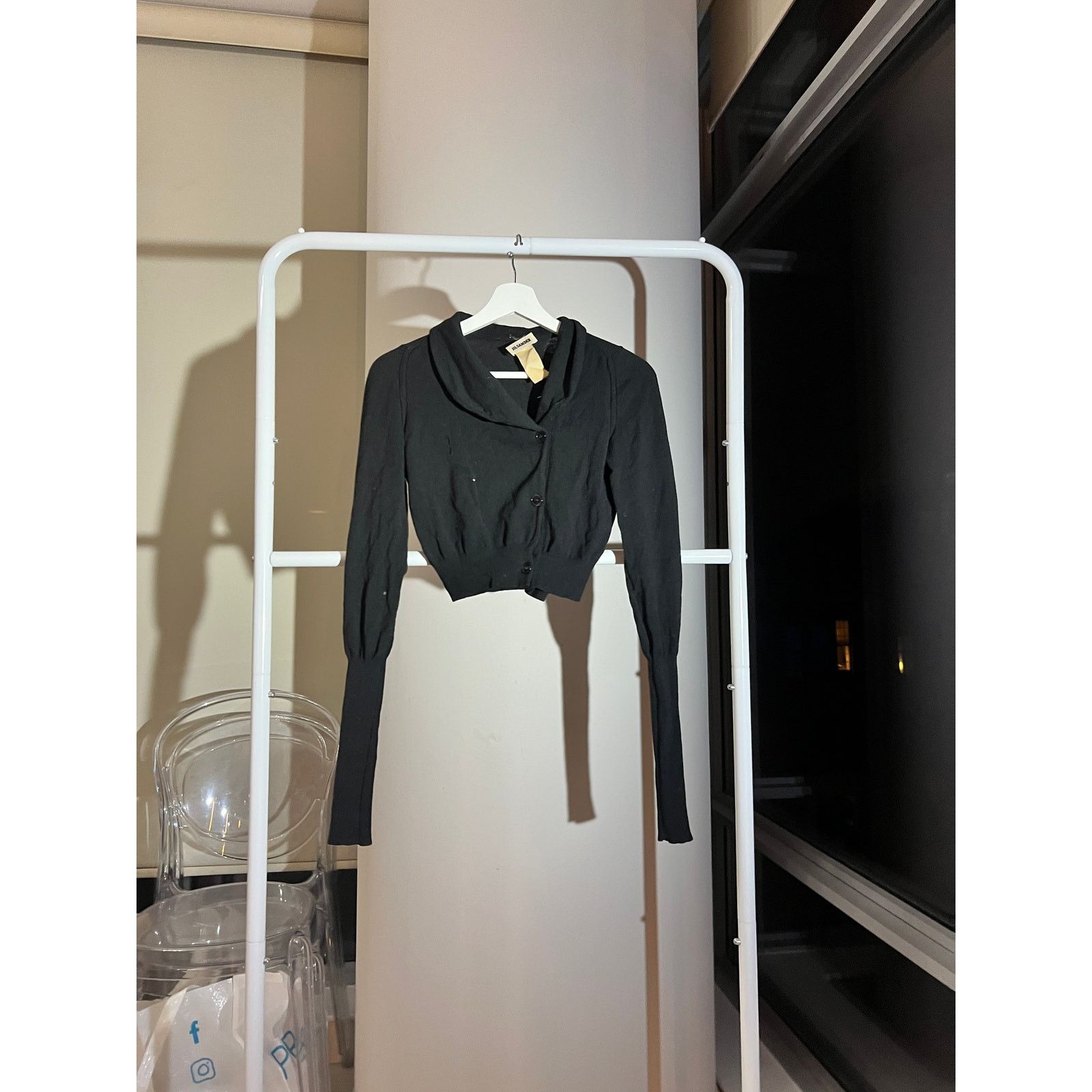 Jil Sander Jil Sander Black Cropped Sleeved Button up Cardigan Women ...