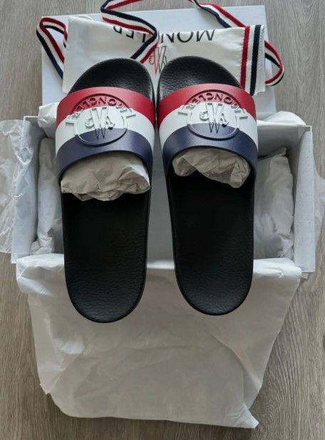 Moncler MONCLER Black Basile Tricolor Slide Sandal US11 EU44 | Grailed