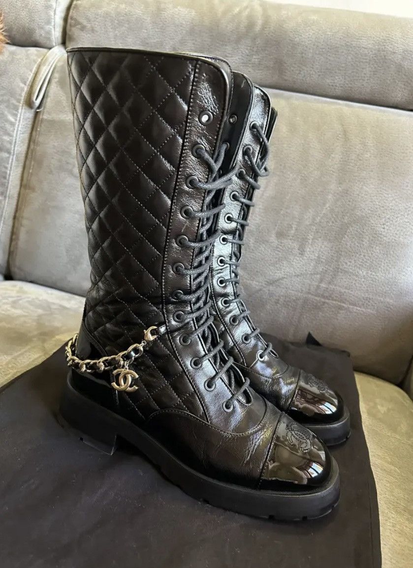 Chanel CHANEL LEATHER BIKER BOOTS | Grailed