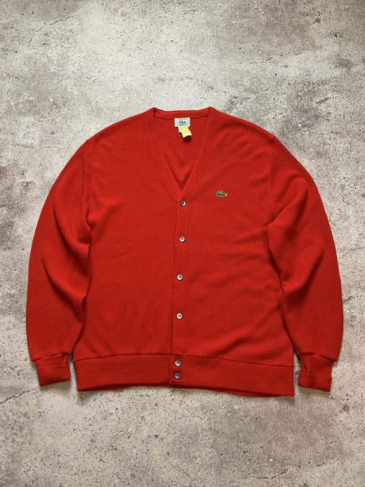 Lacoste Vintage 80s Izod Lacoste Logo Knit Cardigan Sweater Red USA | Grailed