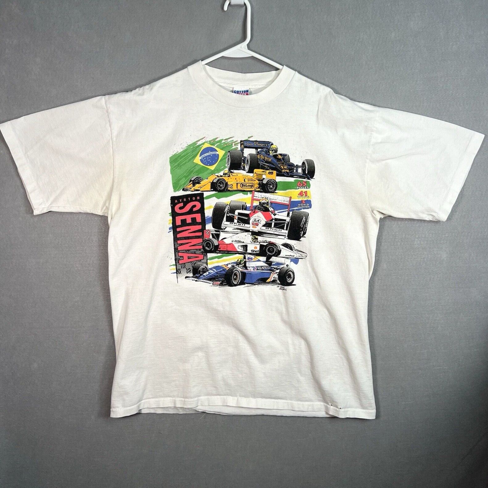 Champion Vintage 90s Ayrton Senna Formula 1 Racing Champion T Shirt Adult 2XL XXL Mens | Grailed
