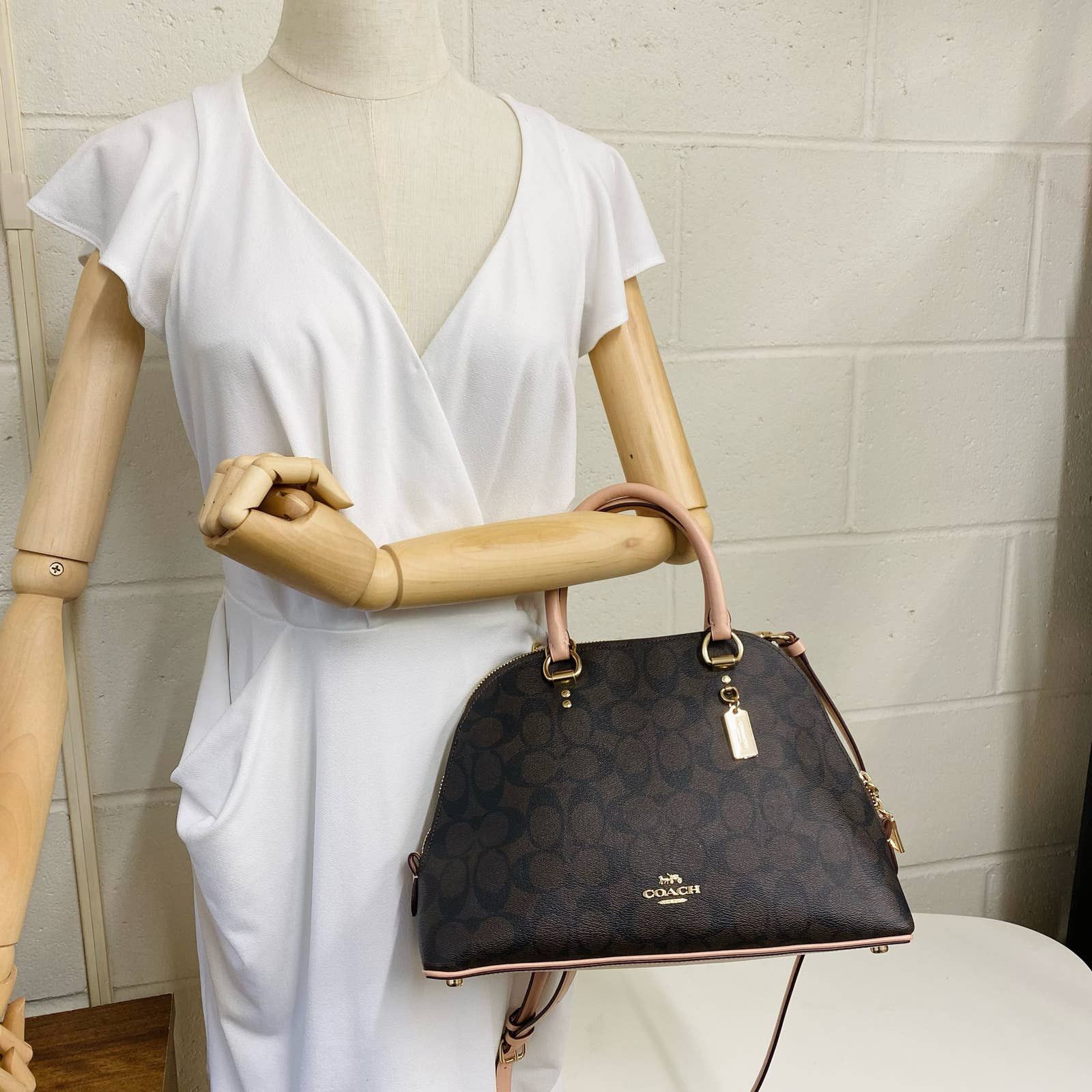 Coach COACH 2558 KATY SATCHEL IN SIGNATURE CANVAS BROWN SHELL PINK ...