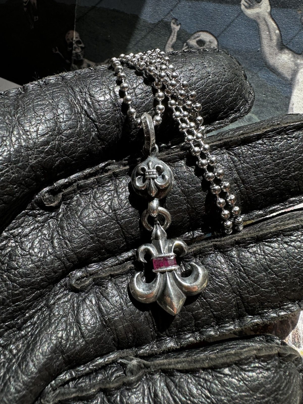 Chrome Hearts Chrome Hearts Ruby BS Fleur Ball Pendant | Grailed