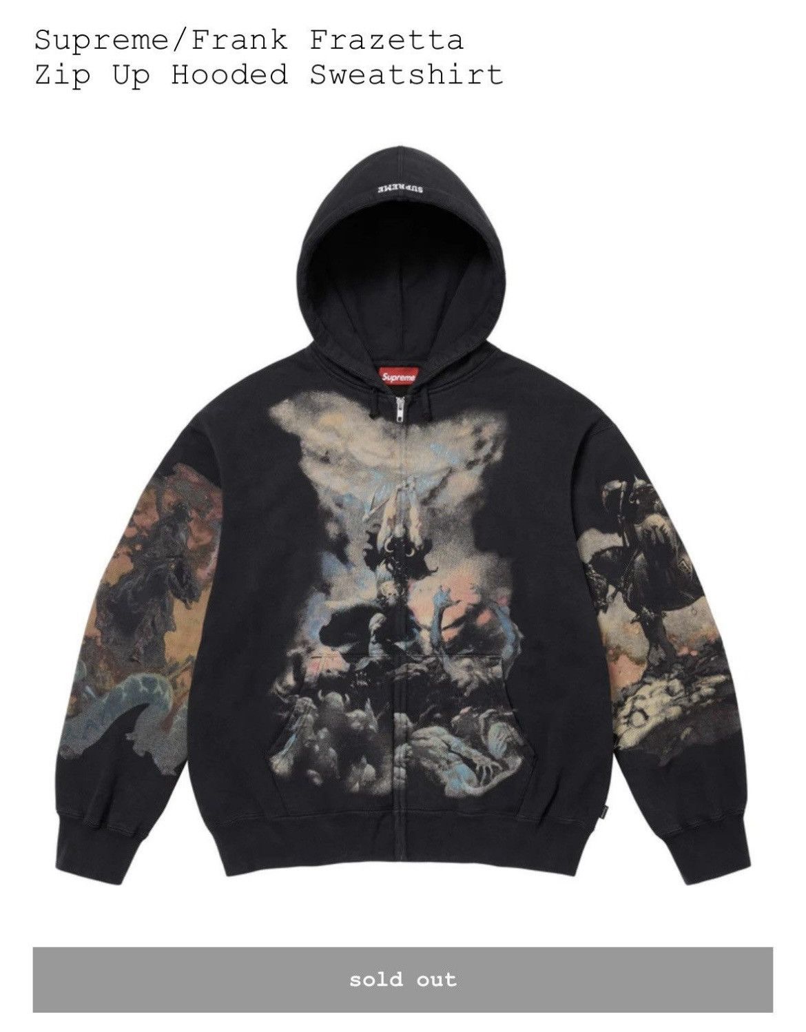 Supreme Supreme frank frazetta zip up hoodie | Grailed