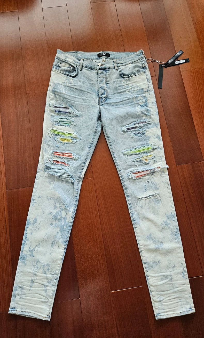 Amiri AMIRI Distressed Rhinestone Denim Jeans - dmc | Grailed