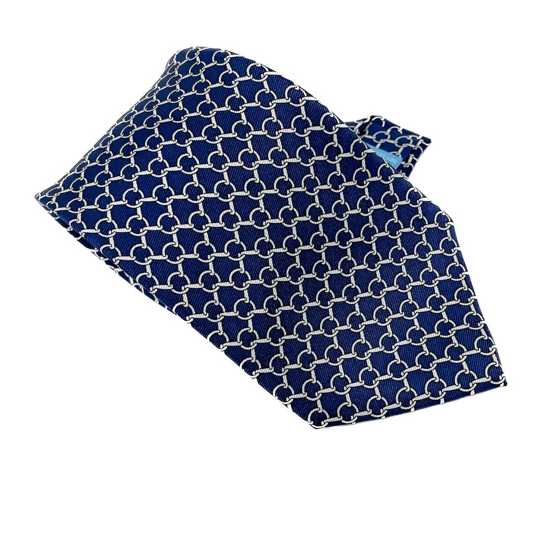 J. Mclaughlin J. McLaughlin 100% silk blue white chain link print tie ...