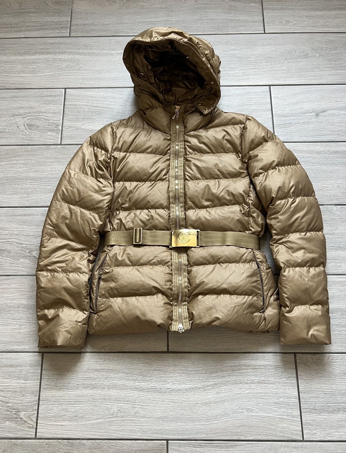 Luxury × Moncler Moncler Women's Down Jacket Belt Gold Logo 2 Size ...