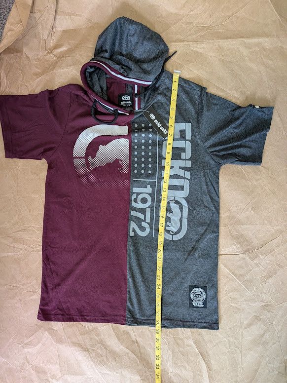 Ecko Unltd. Ecko Unltd short sleeve hoodie burgundy/grey size S NWT ...