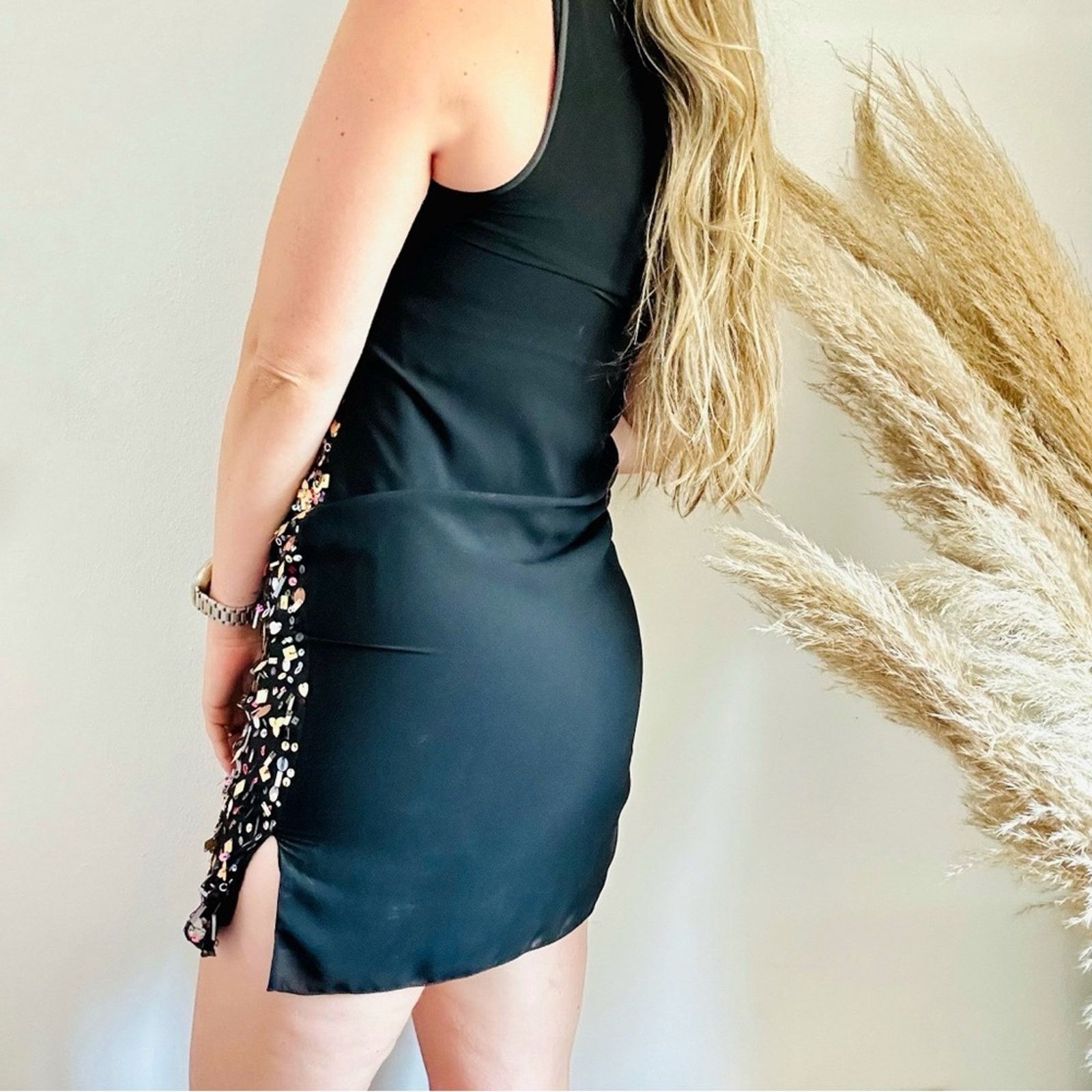 Elizabeth and James ELIZABETH JAMES Black Tank Sheer Sequin Sparkle ...