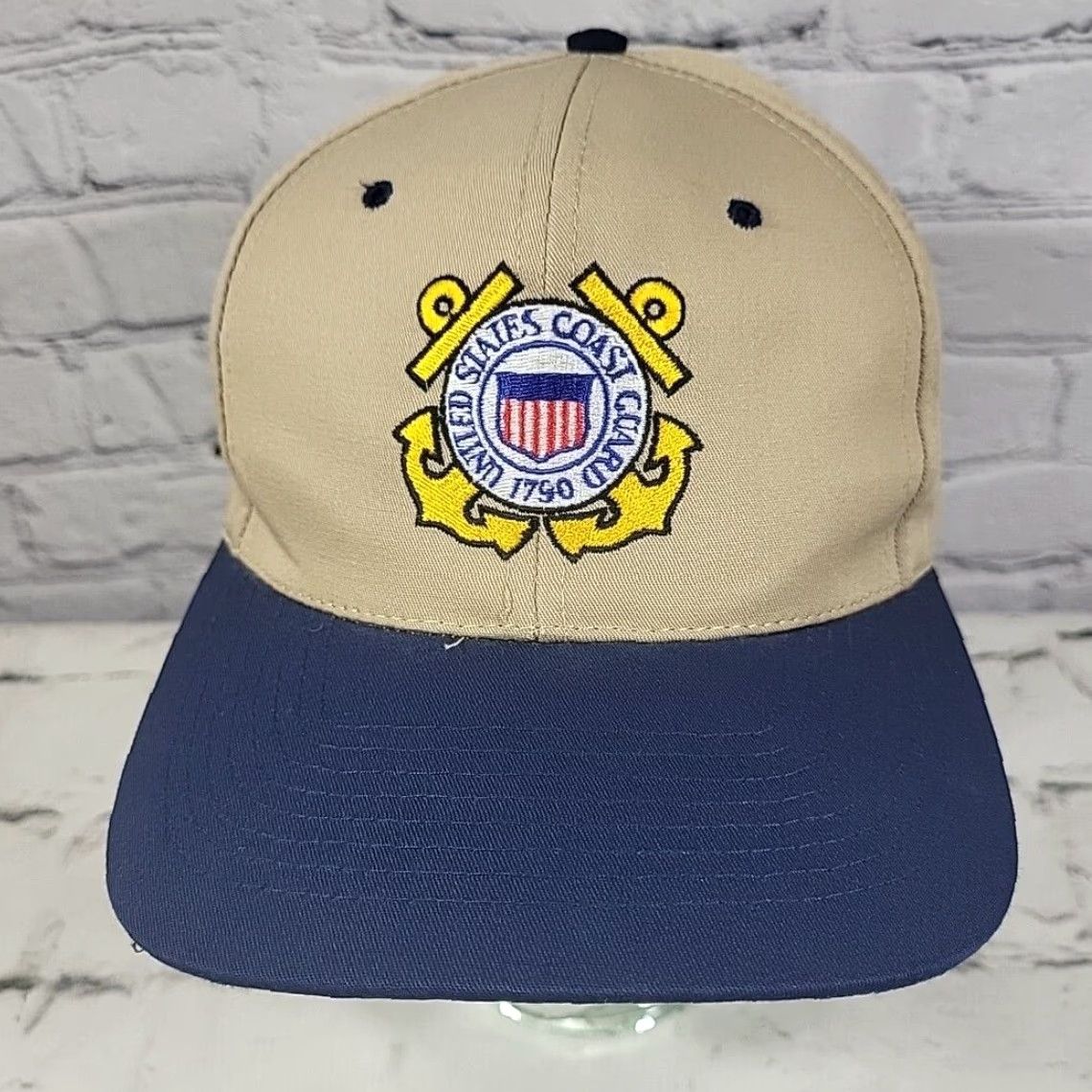 Vintage Authentic Tan Anchor Embroidered Nautical Ball Cap for Men in ...