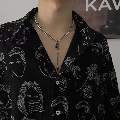 Cuban Link Chain Trend Conical Black Crystal Pendant Necklace | Grailed