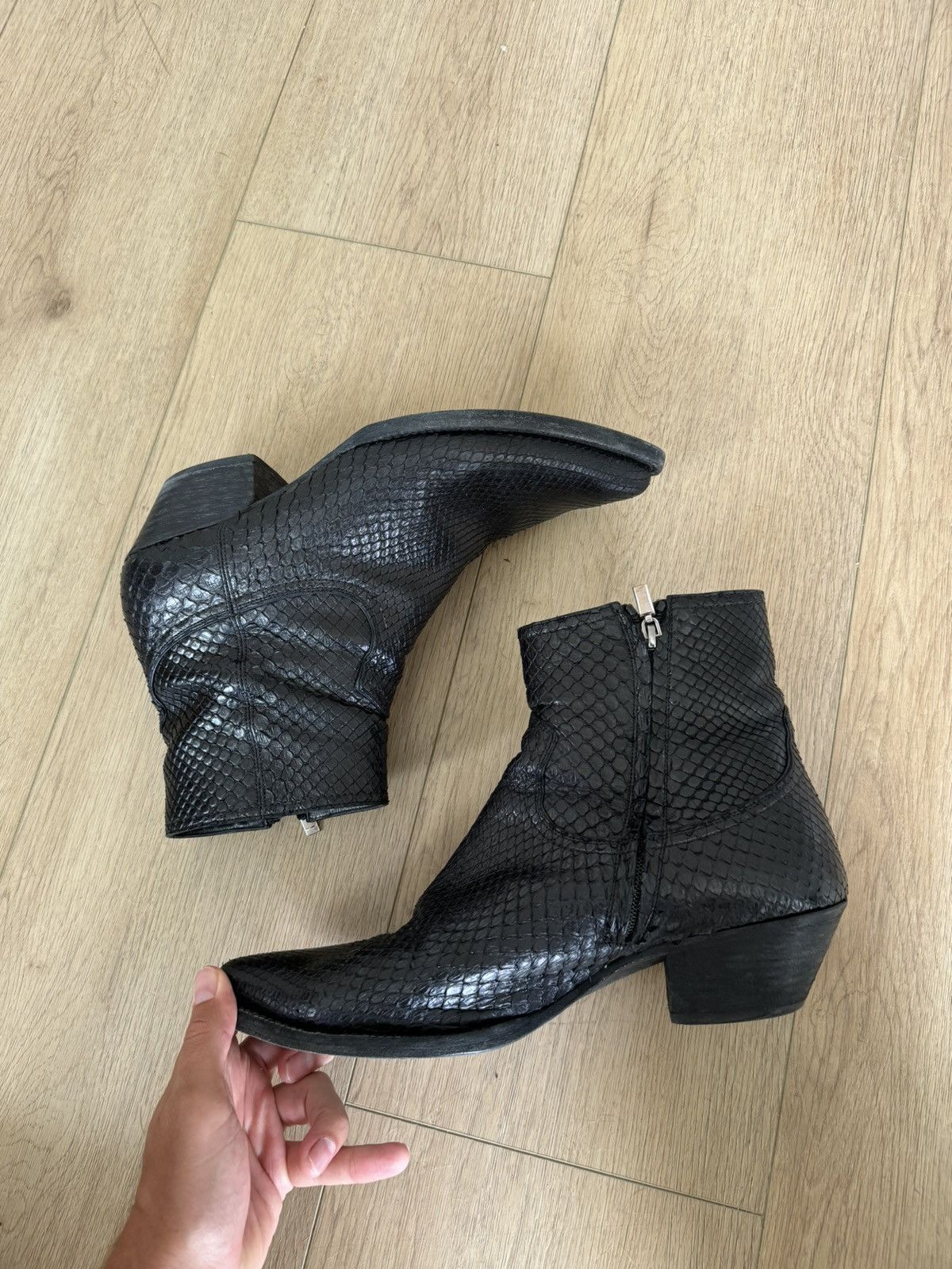 Saint Laurent Paris Python Lukas boots | Grailed