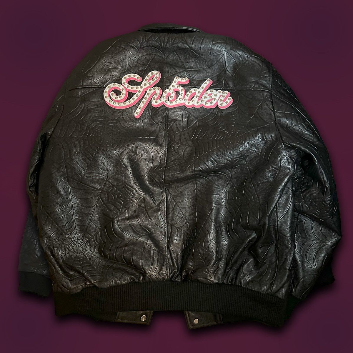 Spider Worldwide Sp5der Debossed Web Leather Jacket | Grailed