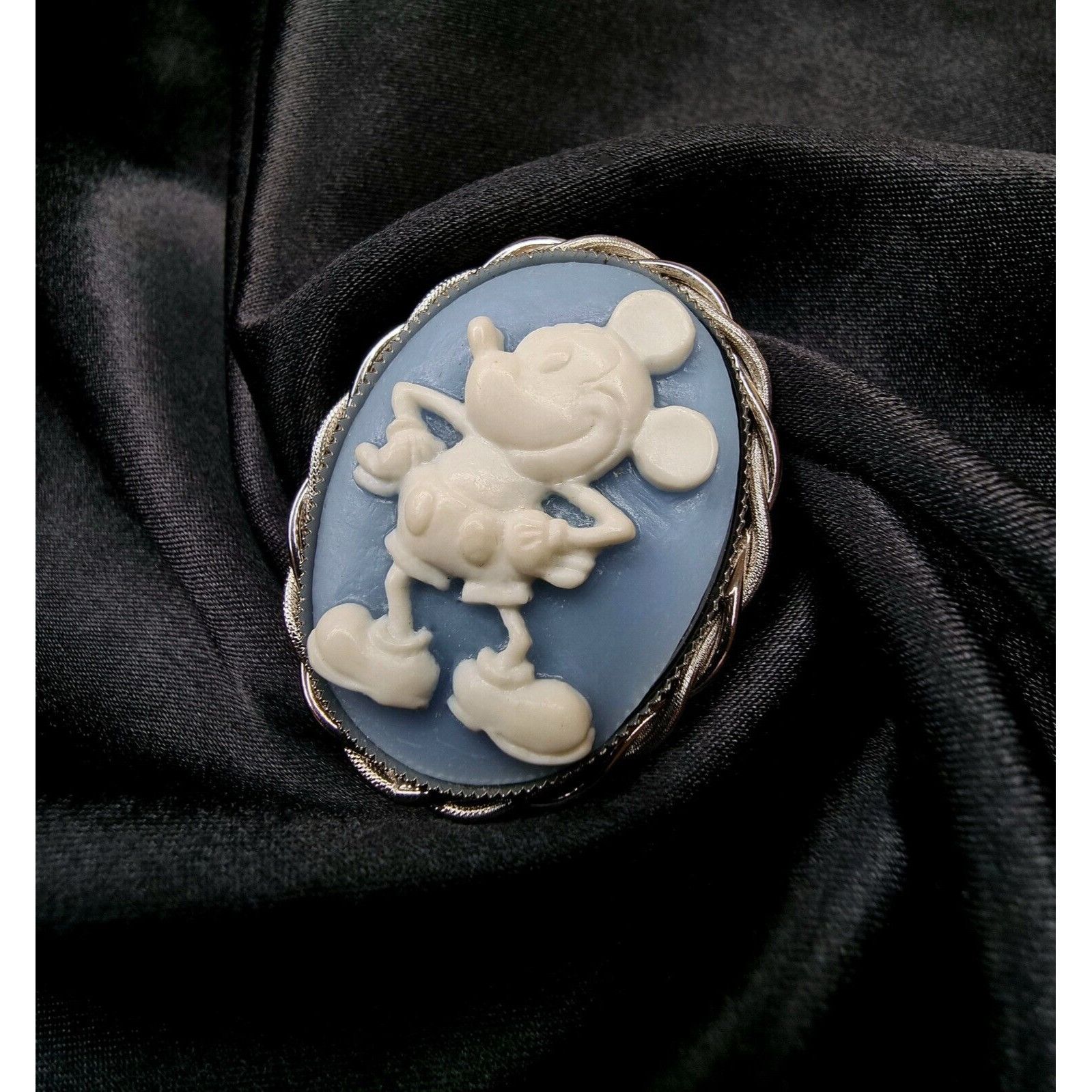 Disney Rare Find Disney Mickey Mouse Blue Cameo Silver Tone Brooch ...