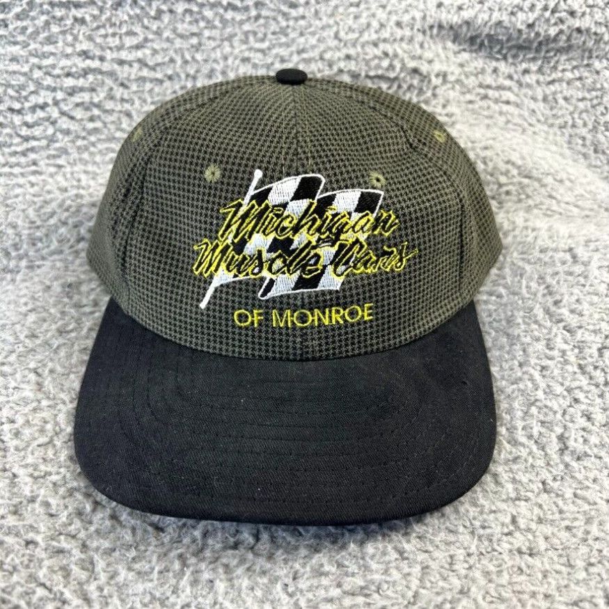 Logo 7 Vintage Michigan Muscle Cars Of Monroe Hat Black Yellow ...