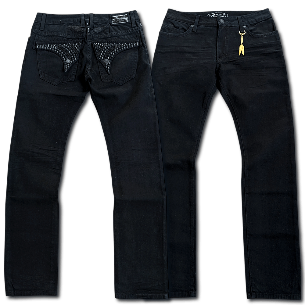Robins Jeans × Streetwear Robin's Jean Pure Black Jeans With Crystals ...