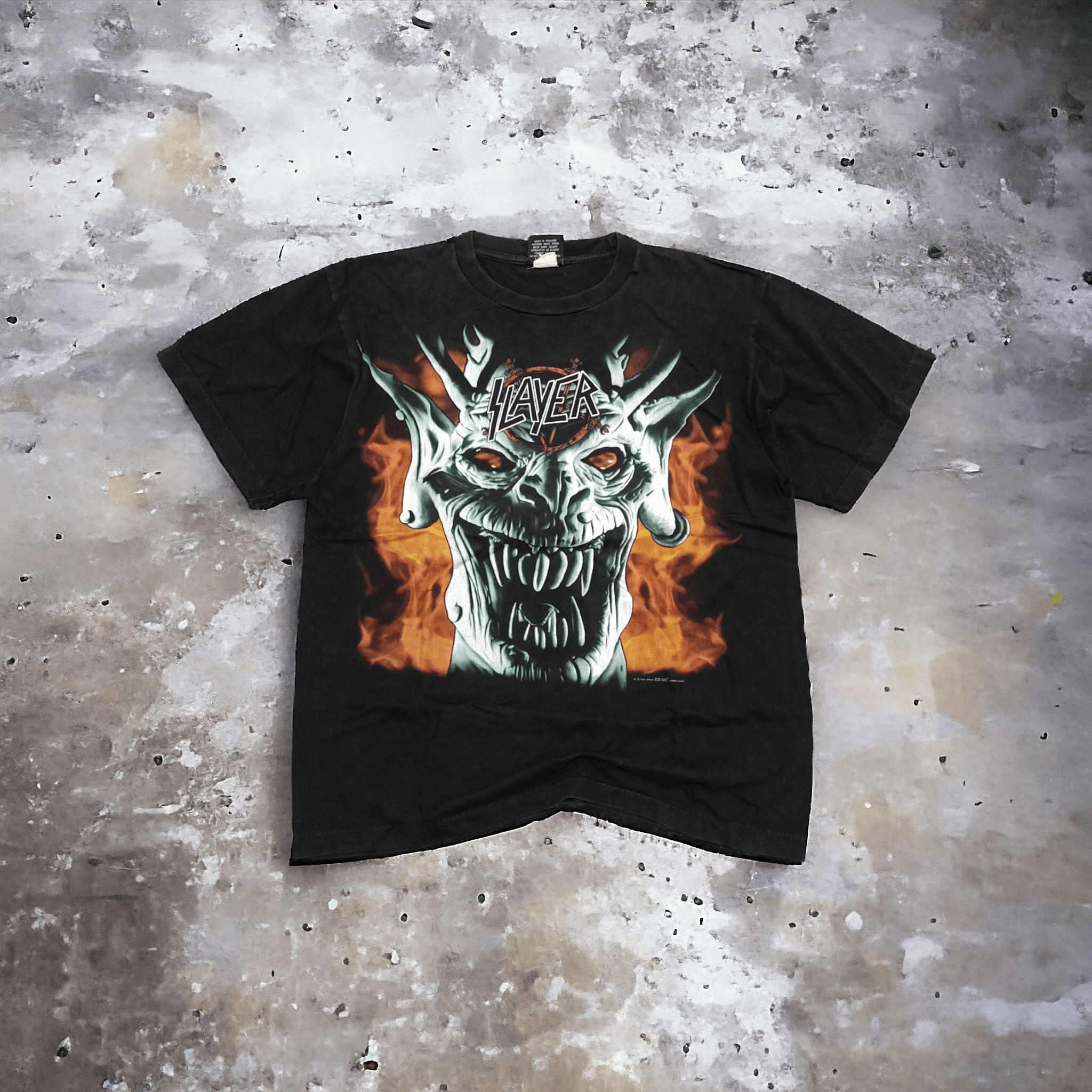 Band Tees × Slayer × Vintage Vintage 90s Slayer Rock Eagle Mirror Print ...