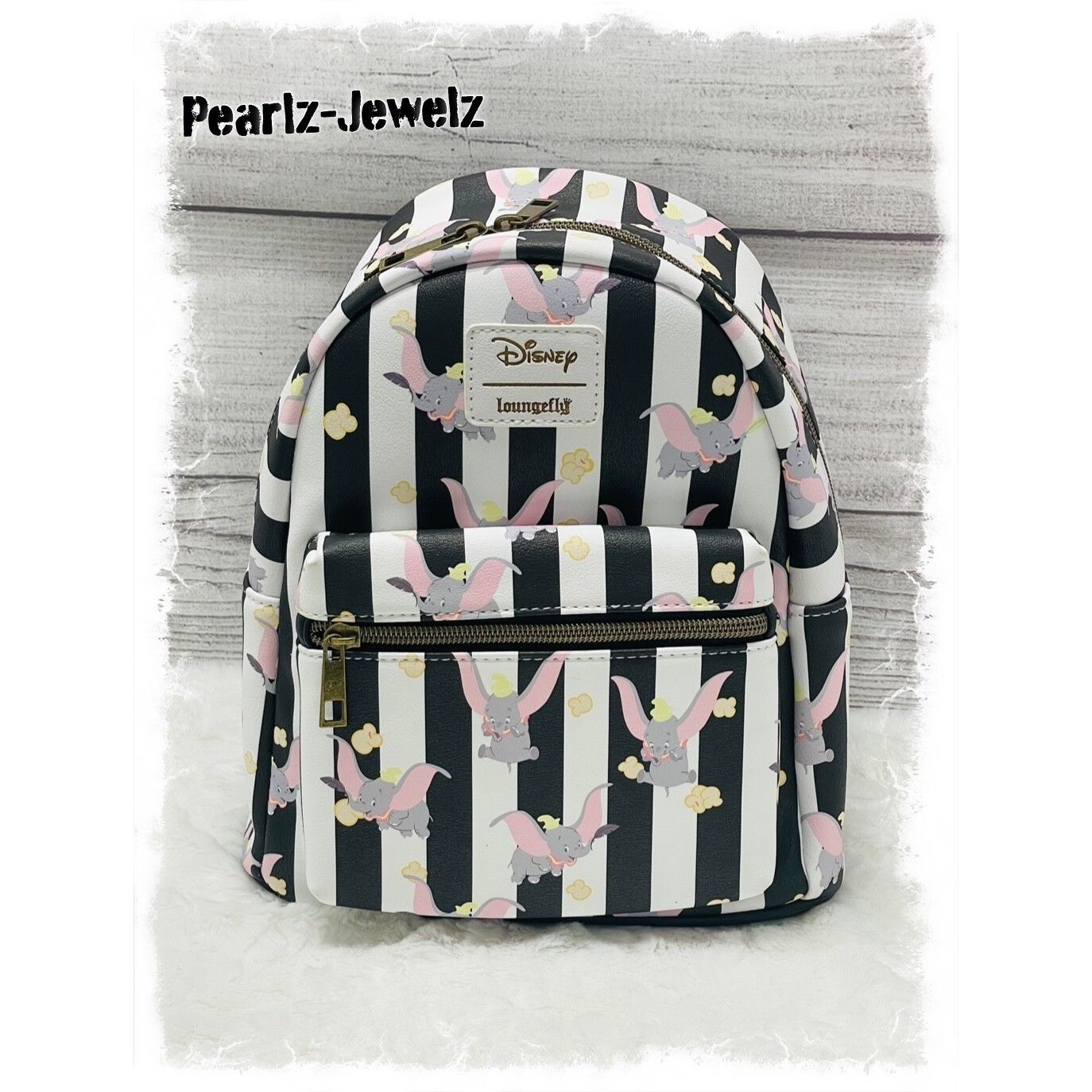 Disney Loungefly Disney Dumbo Black & White Stripe & Popcorn Mini B ...