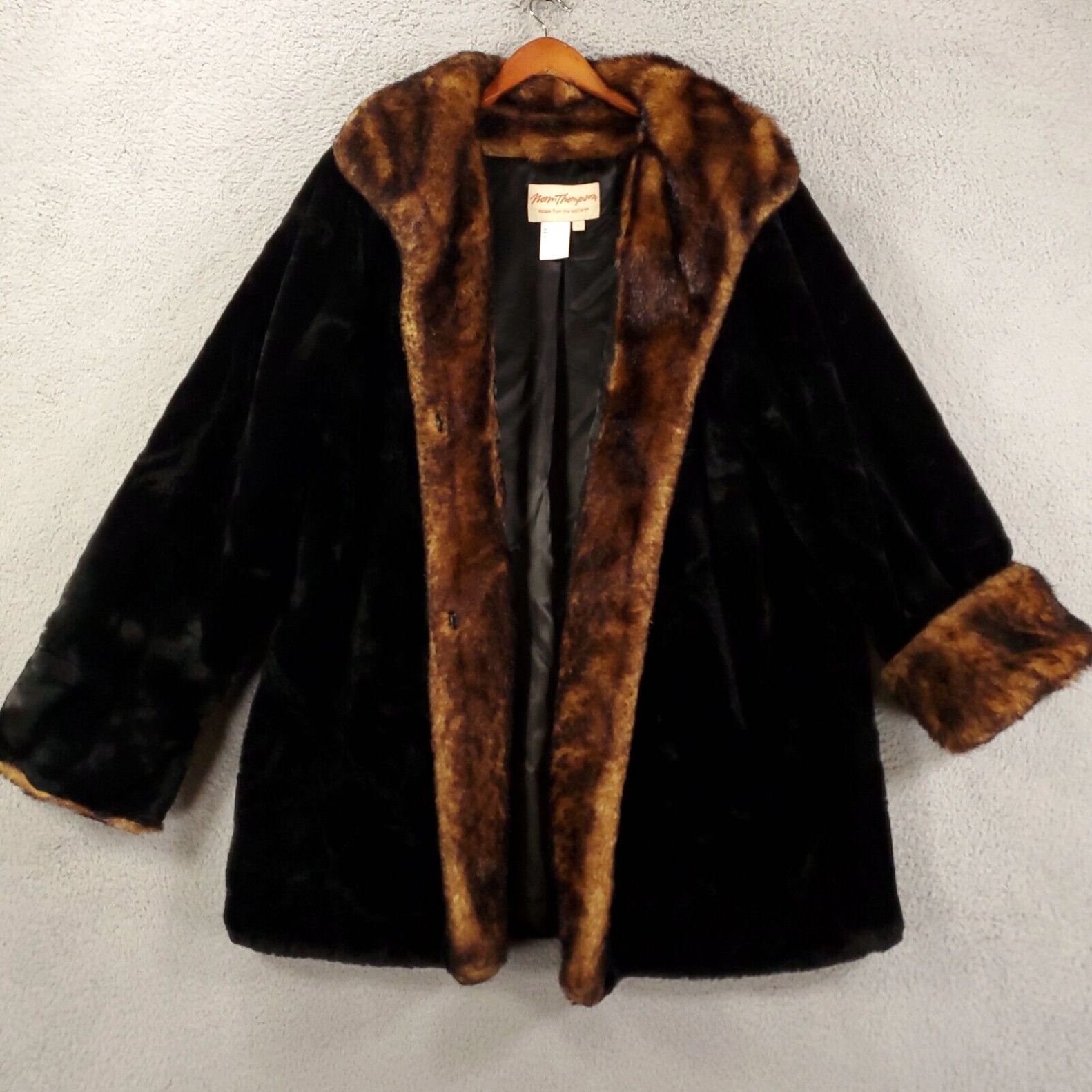 Jim Thompson Vintage Norm Thompson Faux Fur Coat Womens Large Brown ...
