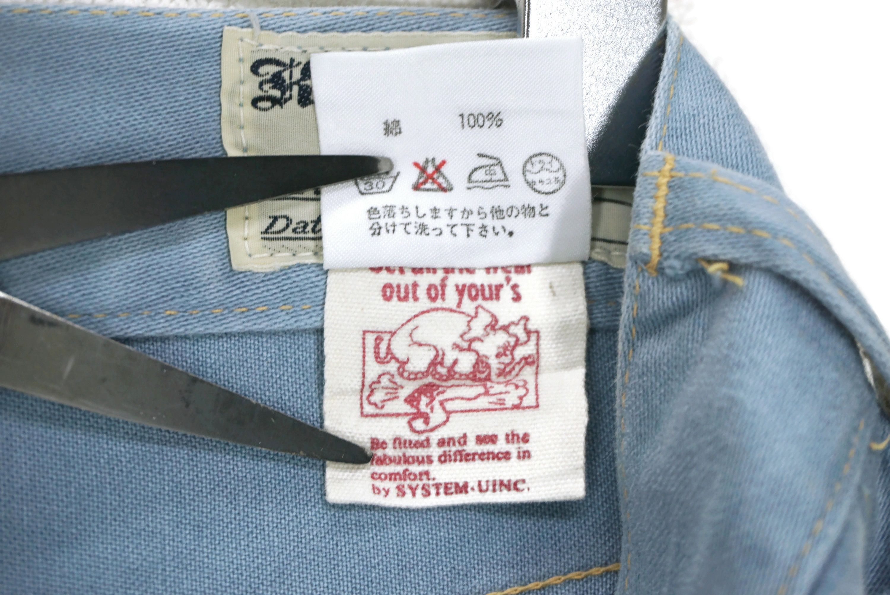 Japanese Brand × Vintage × Workers Baggy Jeans Bartack Natural Denim by System-U Inc Dungarees ...