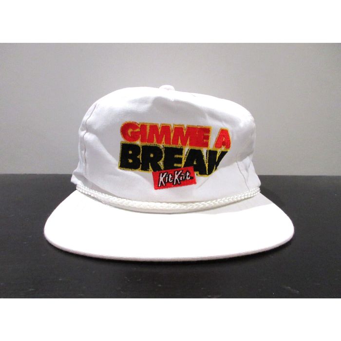Vintage VINTAGE Kit Kat Hat Cap Snap Back White Gimmie A Break Candy ...