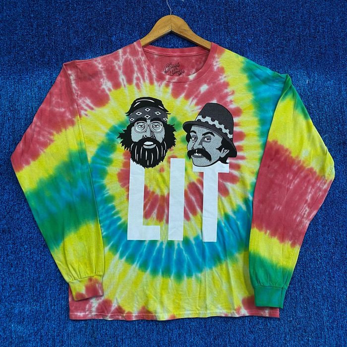 Very Rare Cheech & Chong Lit Animated Heads Long Sleeve Tie Dye M | Grailed