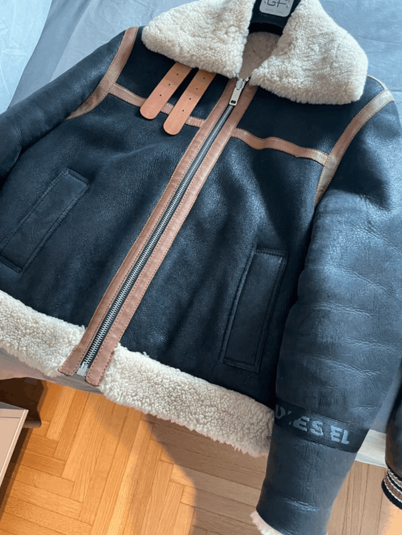 Diesel × Leather Jacket × Vintage DIESEL Jacket B-3 Shearling Sheepskin ...