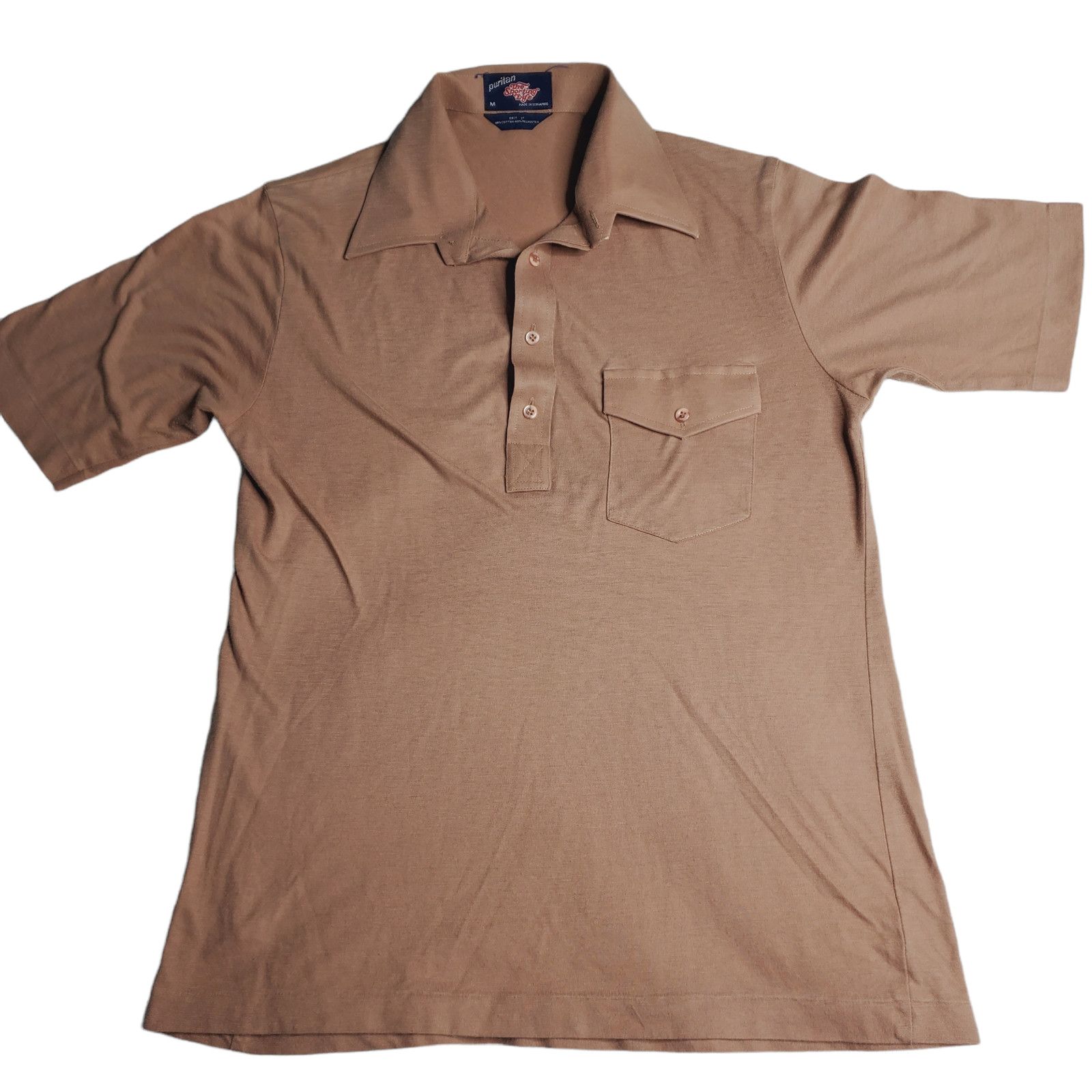 Puritan Vintage 80s Single Stitch Puritan Brown Polo Shirt M 652 | Grailed