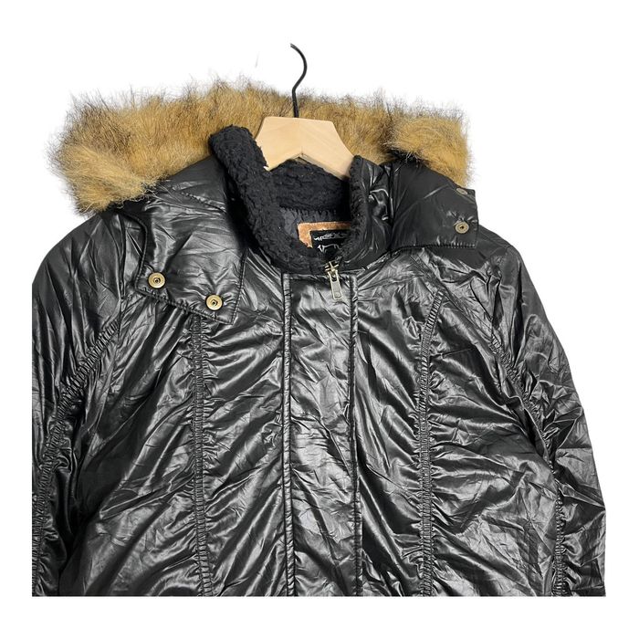 Vintage 2000s Black Von Dutch Love Addict ZipUp Fur Puffer Jacket | Grailed