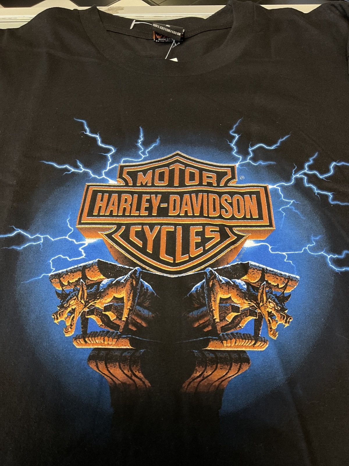 Vintage VINTAGE Y2K HARLEY DAVIDSON TEE GARGOYLE LIGHTNING AFFICTION ...