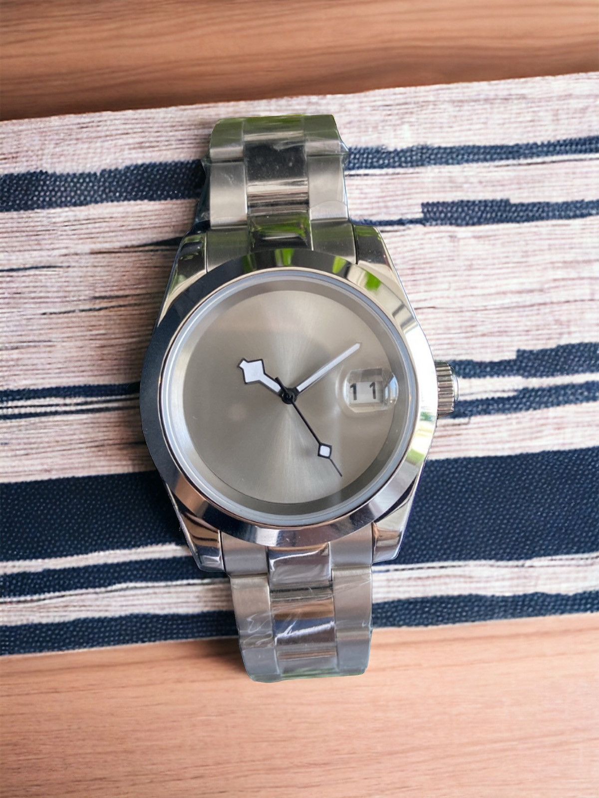 Japanese Brand × Seiko Seiko Mod Datejust Grey Smooth Bezel Automatic ...