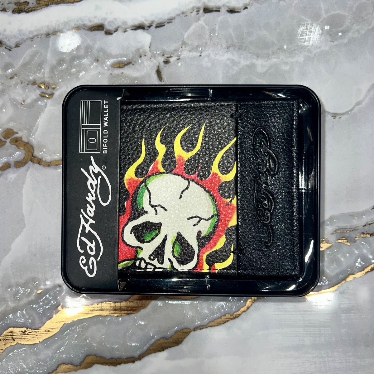 Ed Hardy × Streetwear × Vintage Mens Ed Hardy Black Bifold Wallet With ...