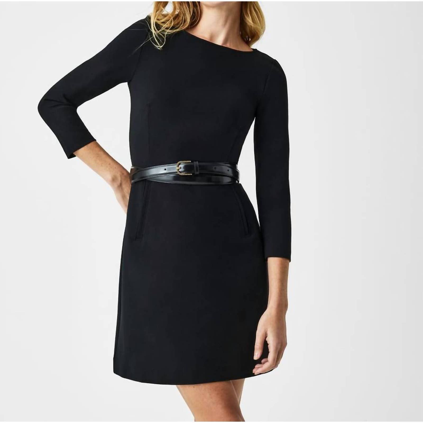 Spanx The Perfect A-Line 3/4 Sleeve Dress In Classic Black | Grailed