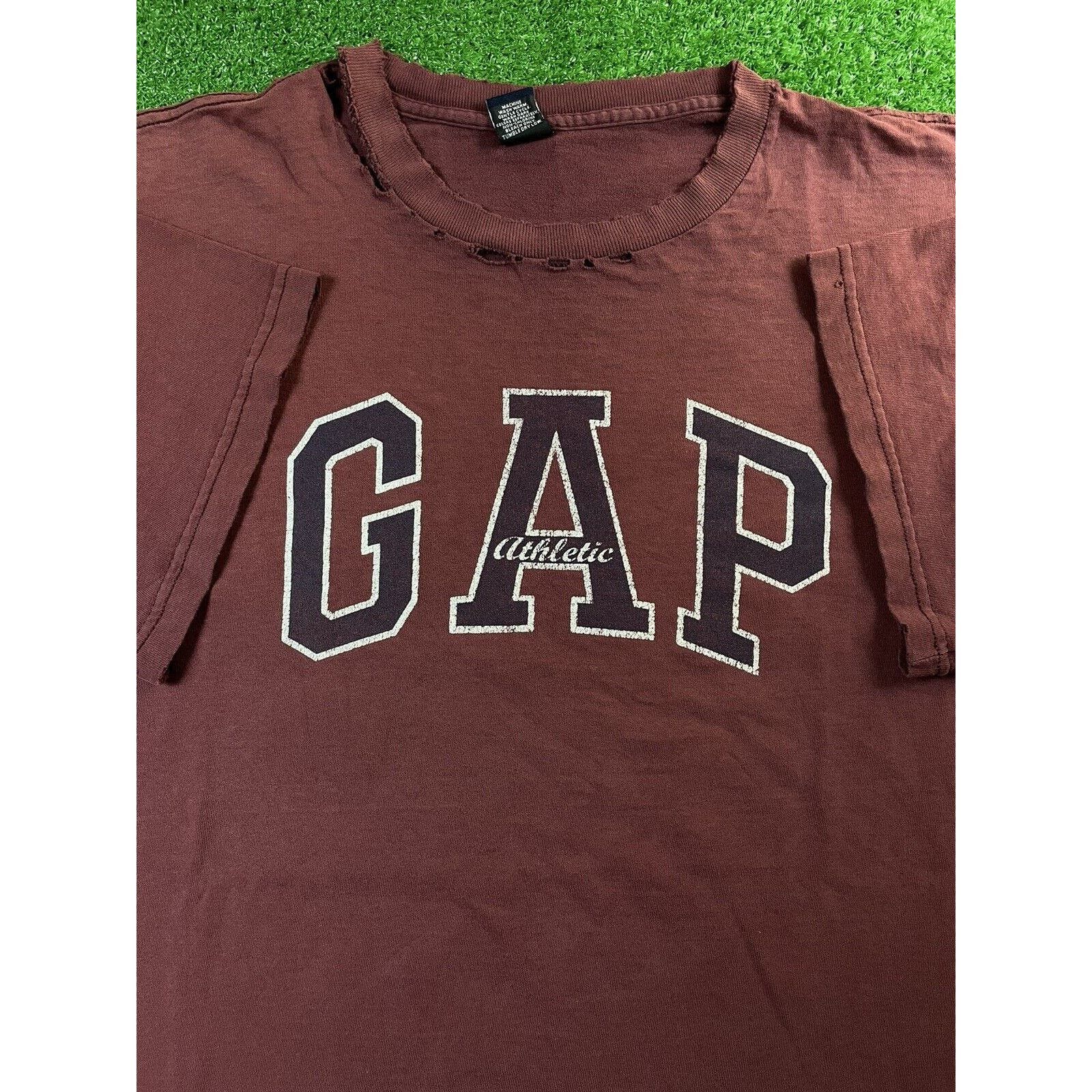 Gap Vintage 90s GAP Distressed Burgundy XXL Arc Logo Shirt USA | Grailed
