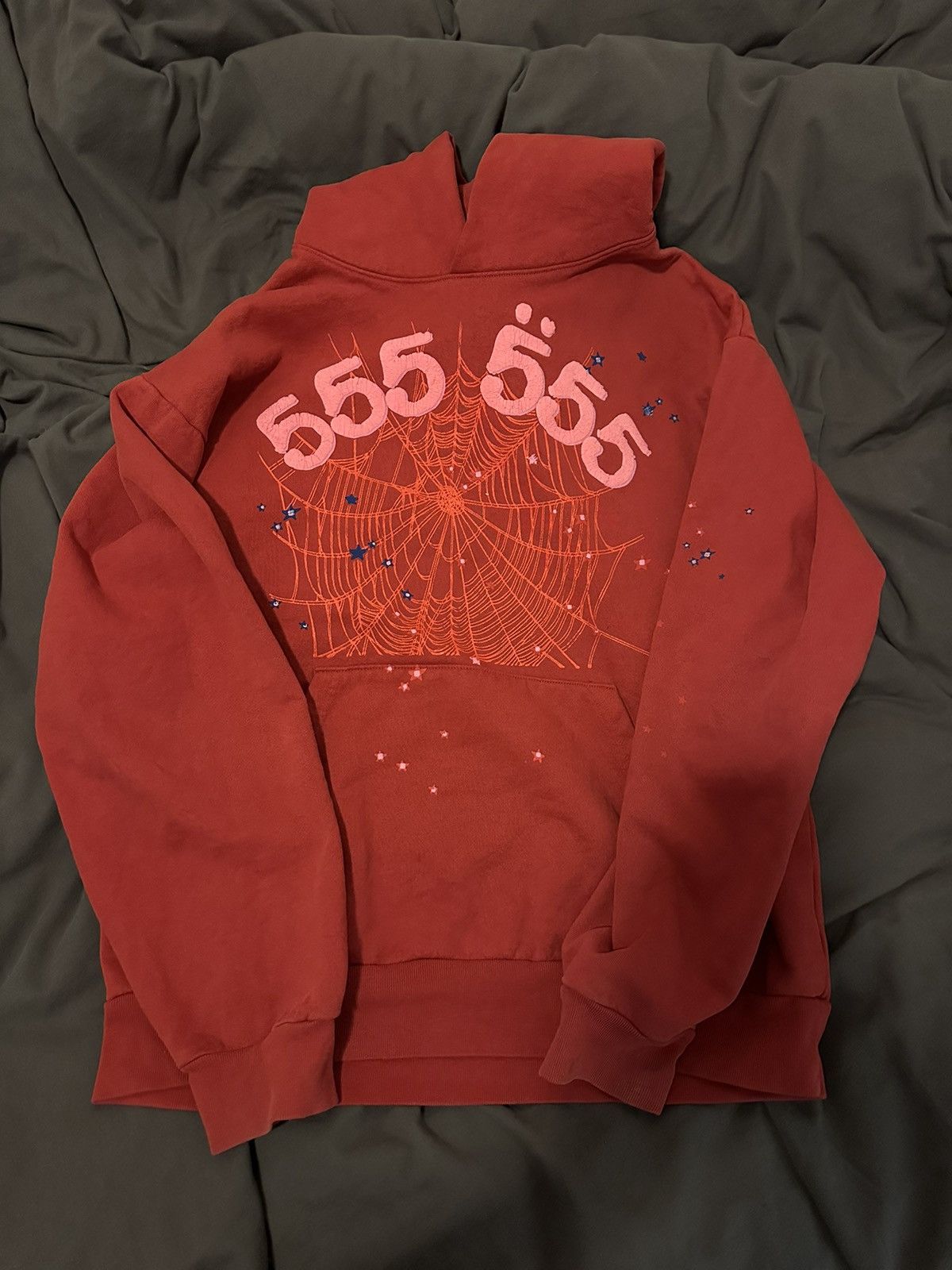 Spider Worldwide Sp5der Worldwide Red Angel Number 555 Hoodie | Grailed
