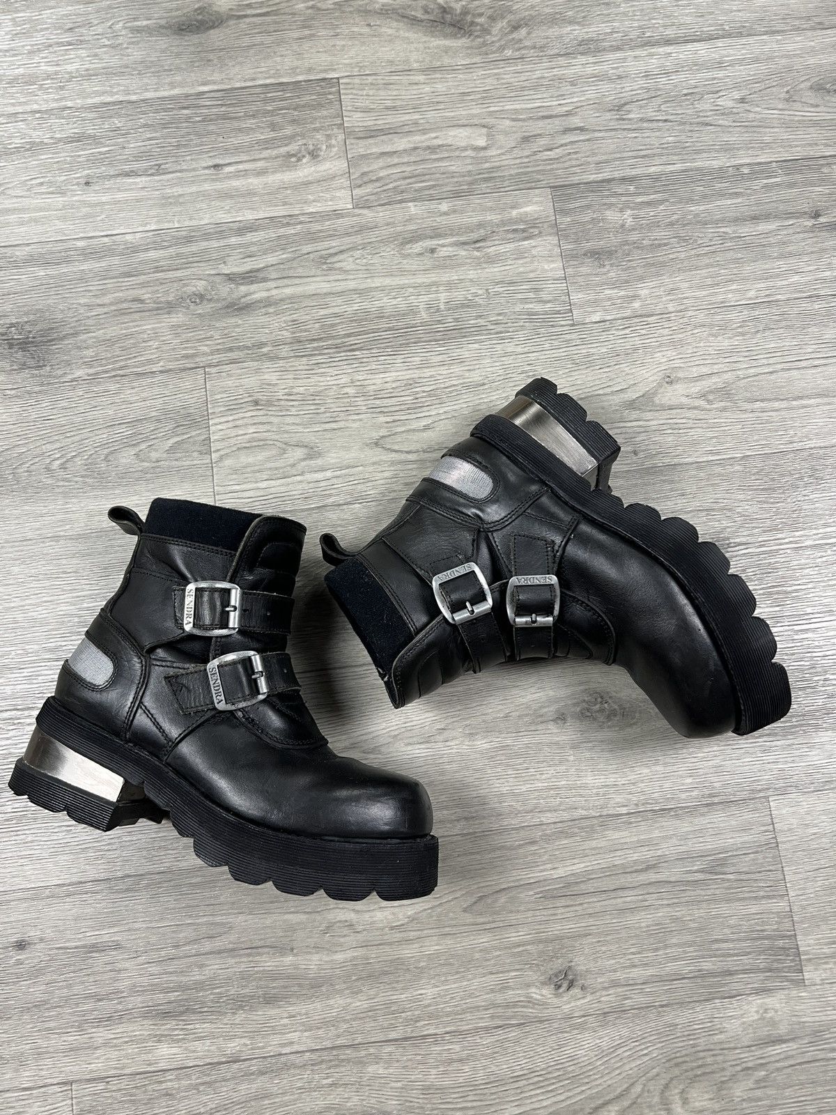 Sendra Sendra Boots Leather Biker Boots with Metal Harness Sz 41 | Grailed