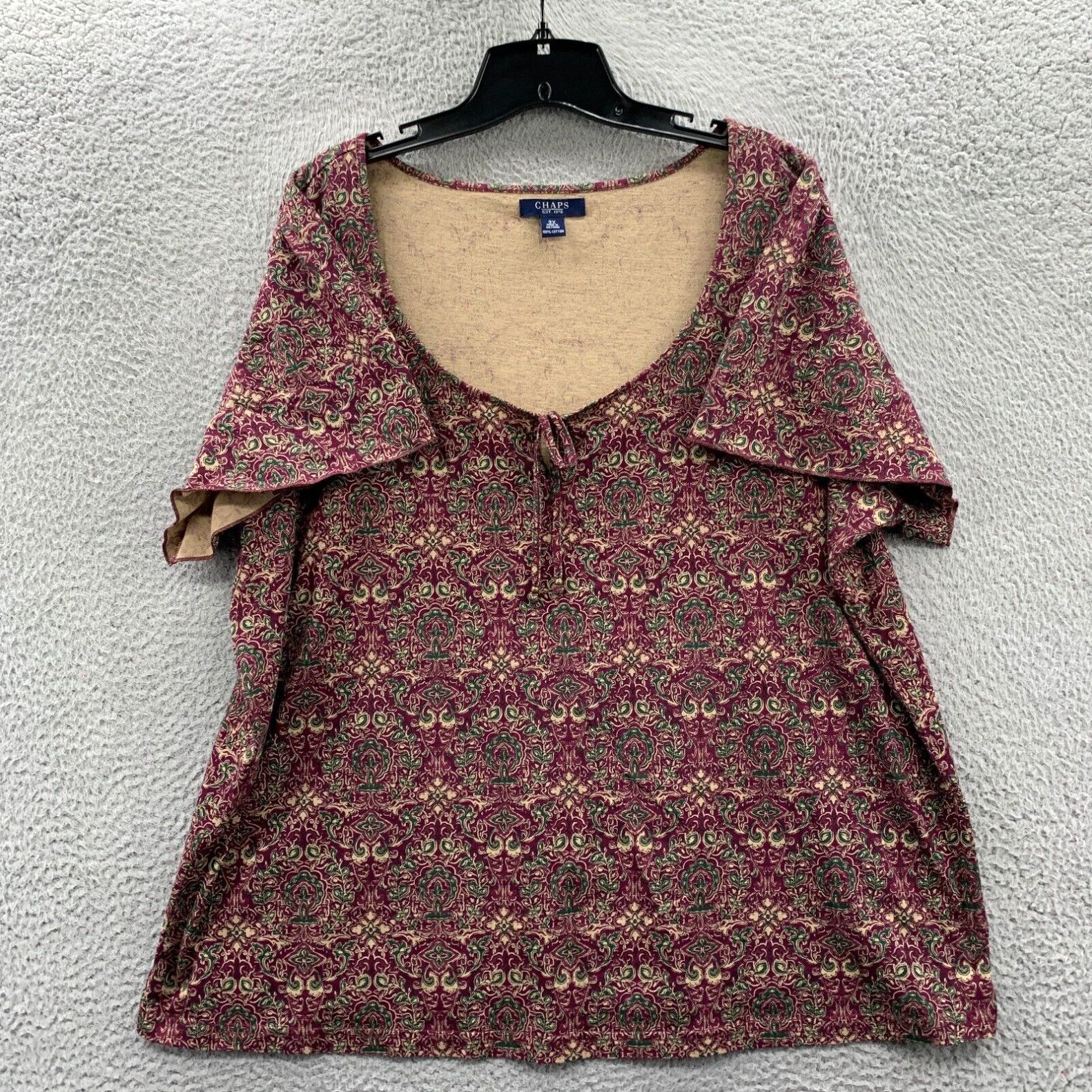 Chaps CHAPS Blouse Womens 3X Top 3/4 Sleeve Burgundy | Grailed