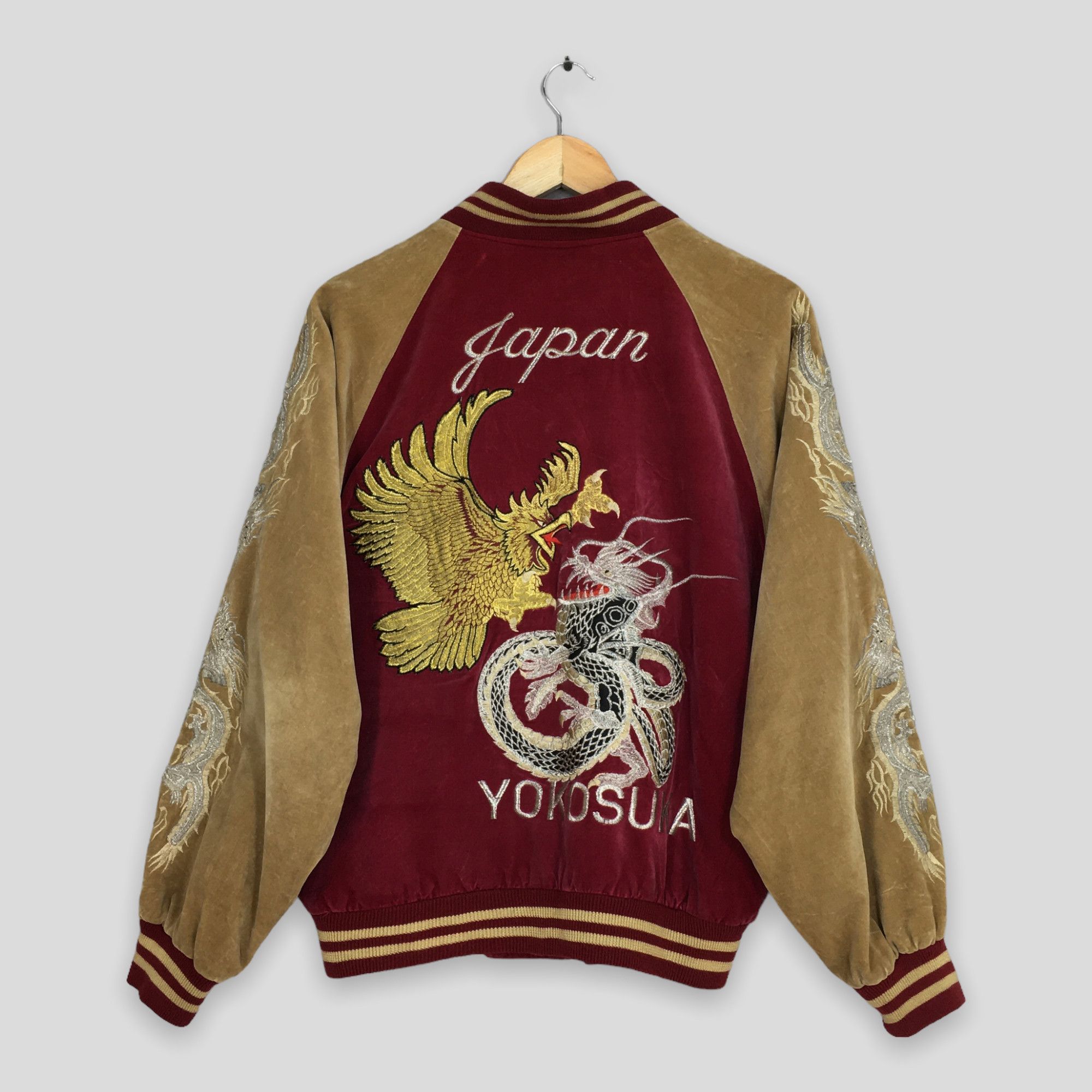 Vintage Sukajan Dragon Eagles Japan Souvenir Velvet Jacket Large | Grailed