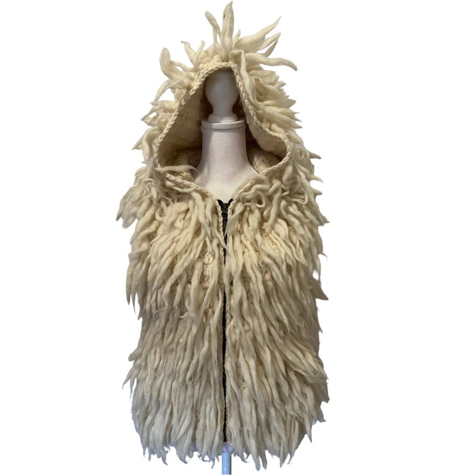 Nirvana Designs Nirvanna Wool Chunky Knit Cream Dread Style Vest | Grailed
