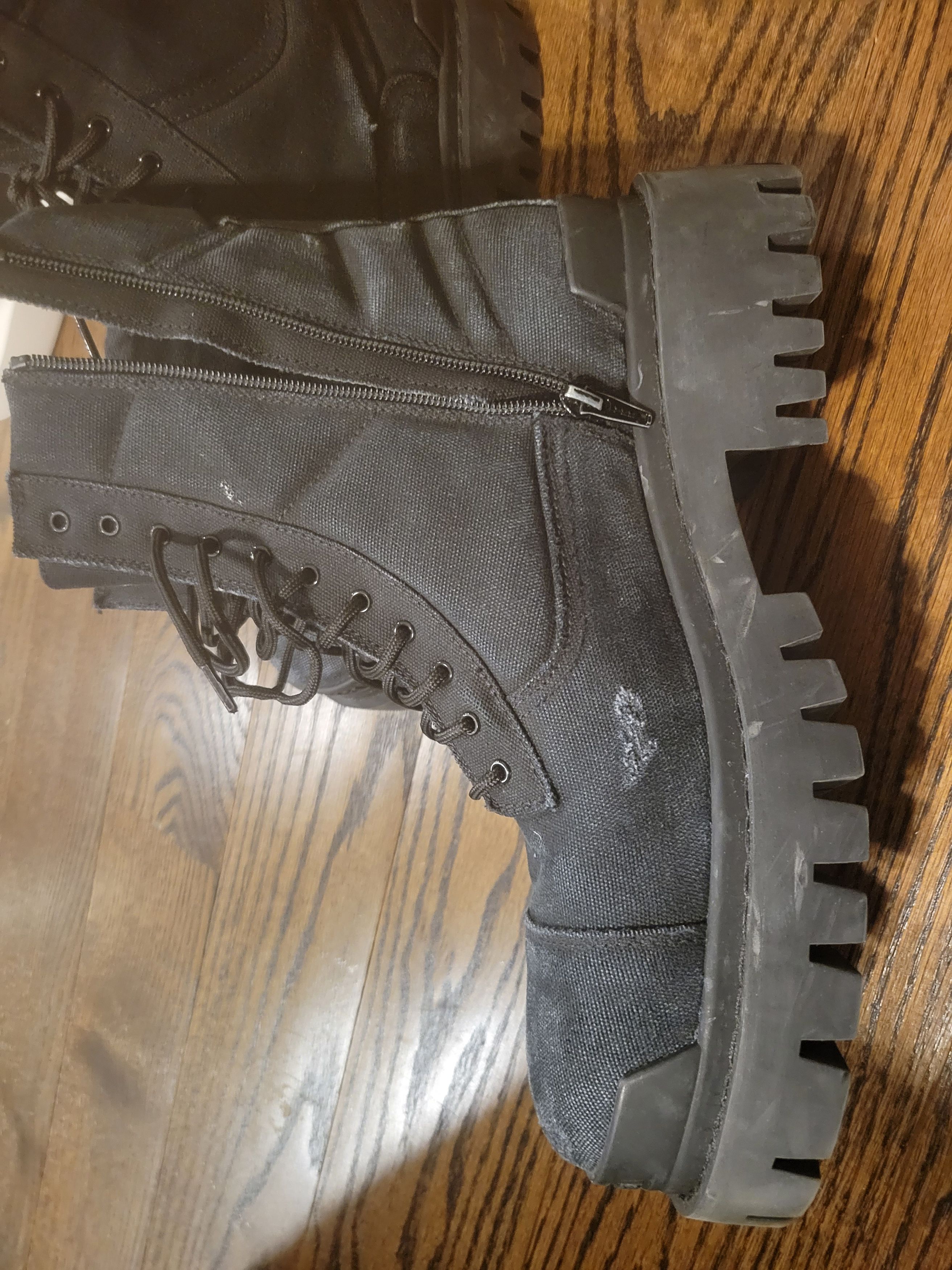 Balenciaga Balenciaga Combat Strike Boot Black Canvas Distressed 43 | Grailed