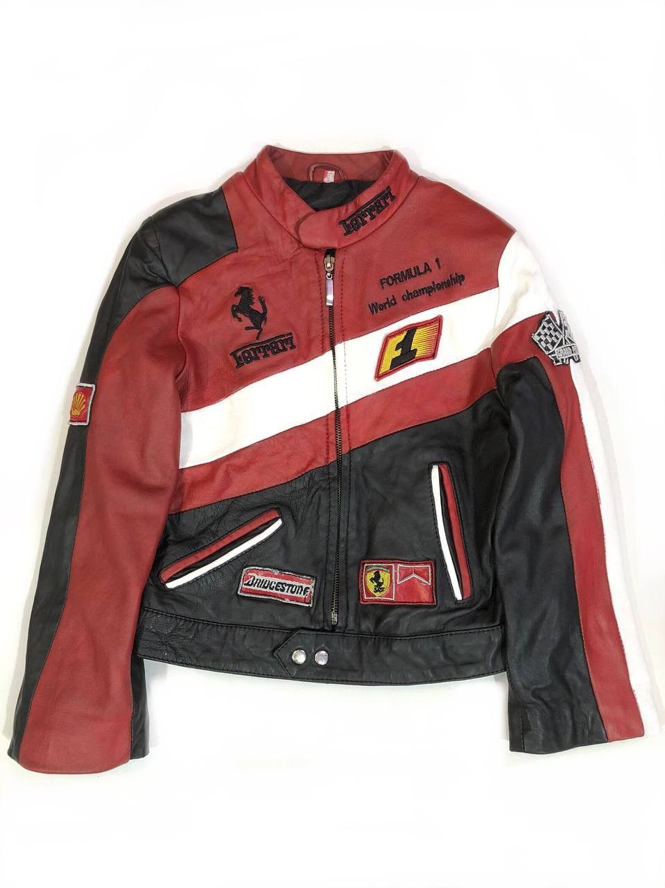 Ferrari × Leather Jacket × Racing Ferrari Kids Moto Auto Leather Jacket ...