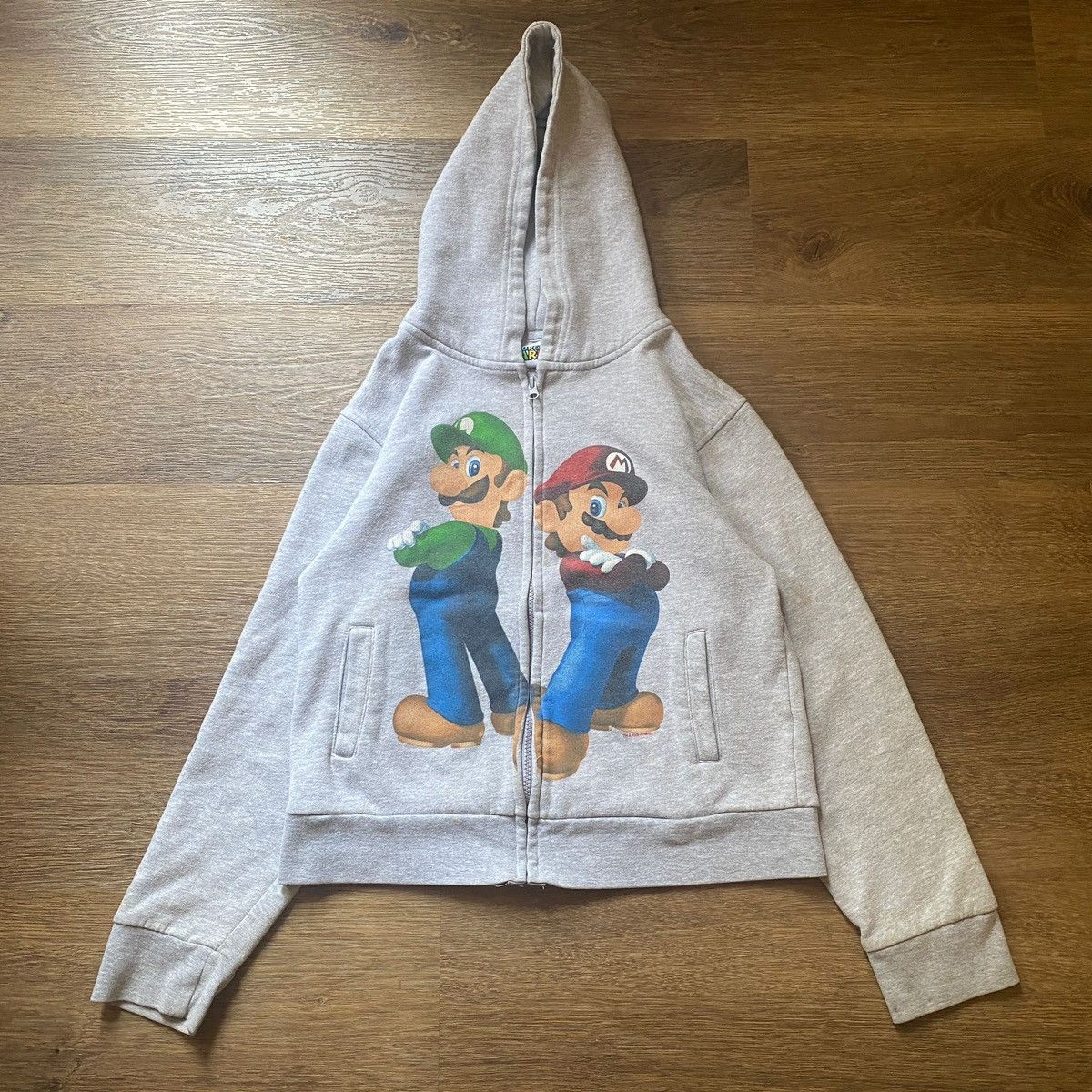 Vintage Y2K Super Mario Official Nintendo Grey Graphic Hoodie | Grailed