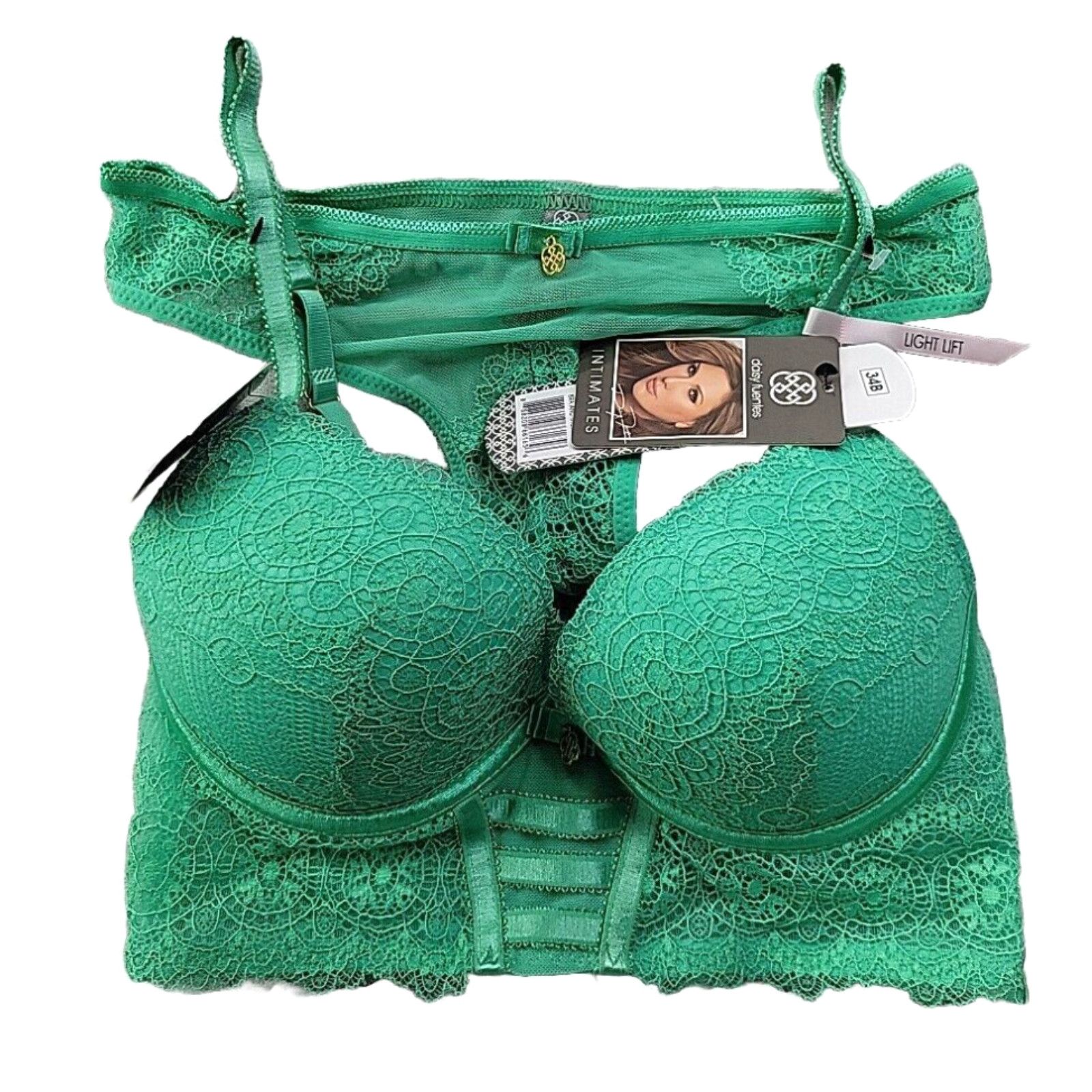 Vintage NEW Daisy Fuentes Intimates Women's 34B Jade Lace Longline Bra ...