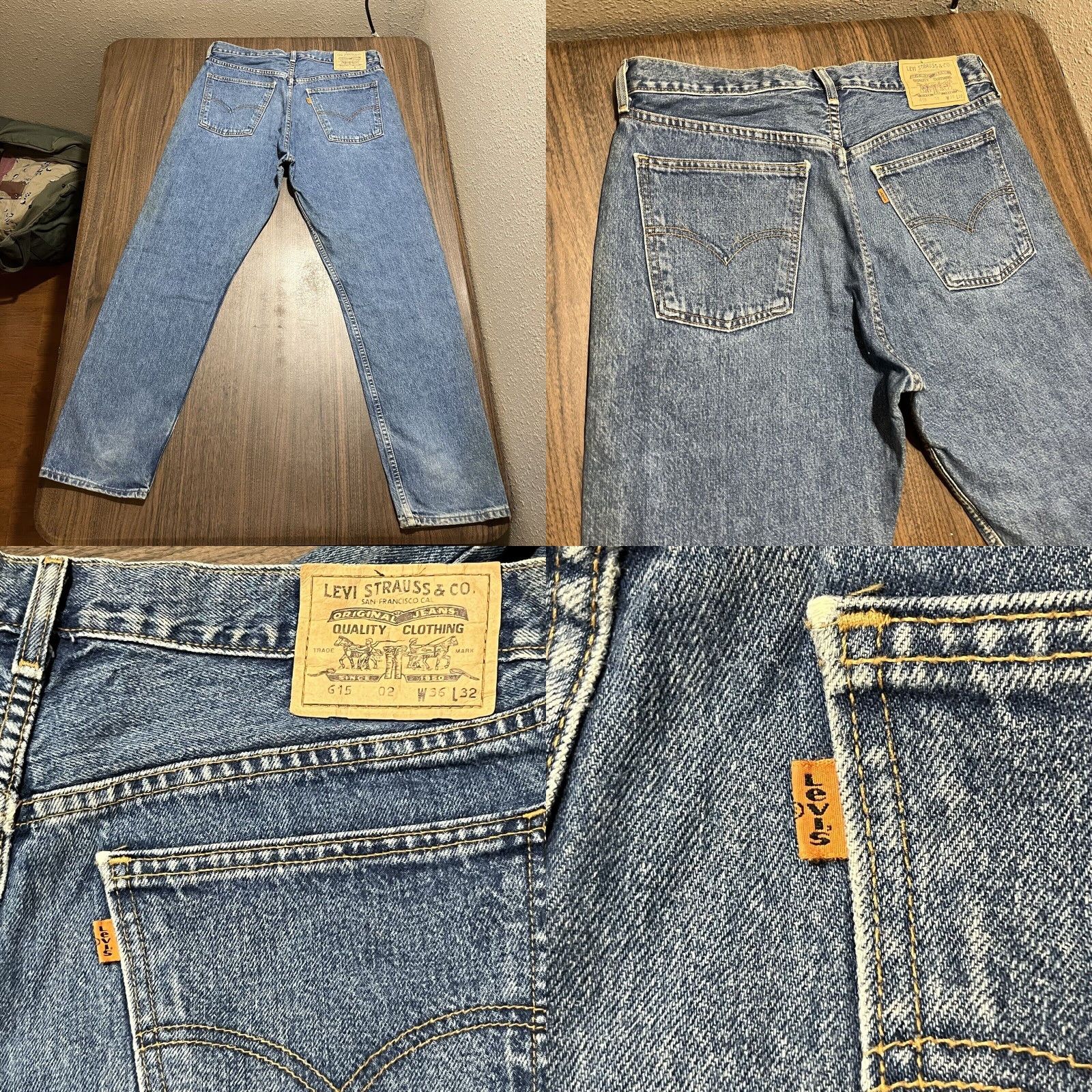 Levi's Levis Vintage Mens Extra Large 36x32 Stonewash Dark Denim Jeans ...