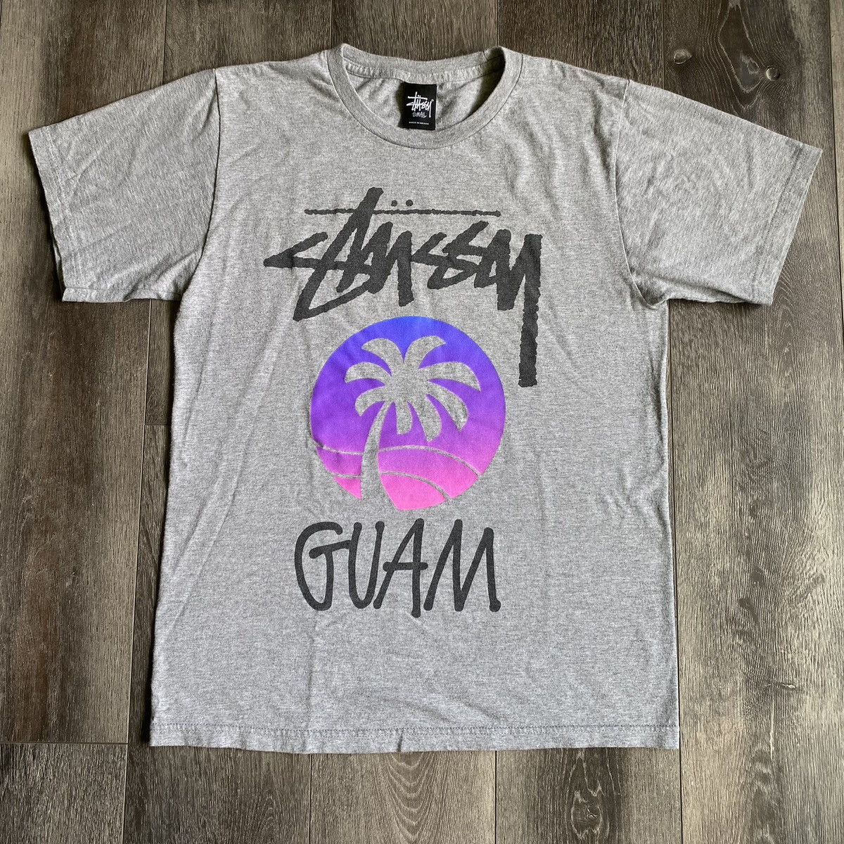 Stussy Vintage 2000s Stussy Guam Palm Tree Neon Graphic Logo Tee | Grailed
