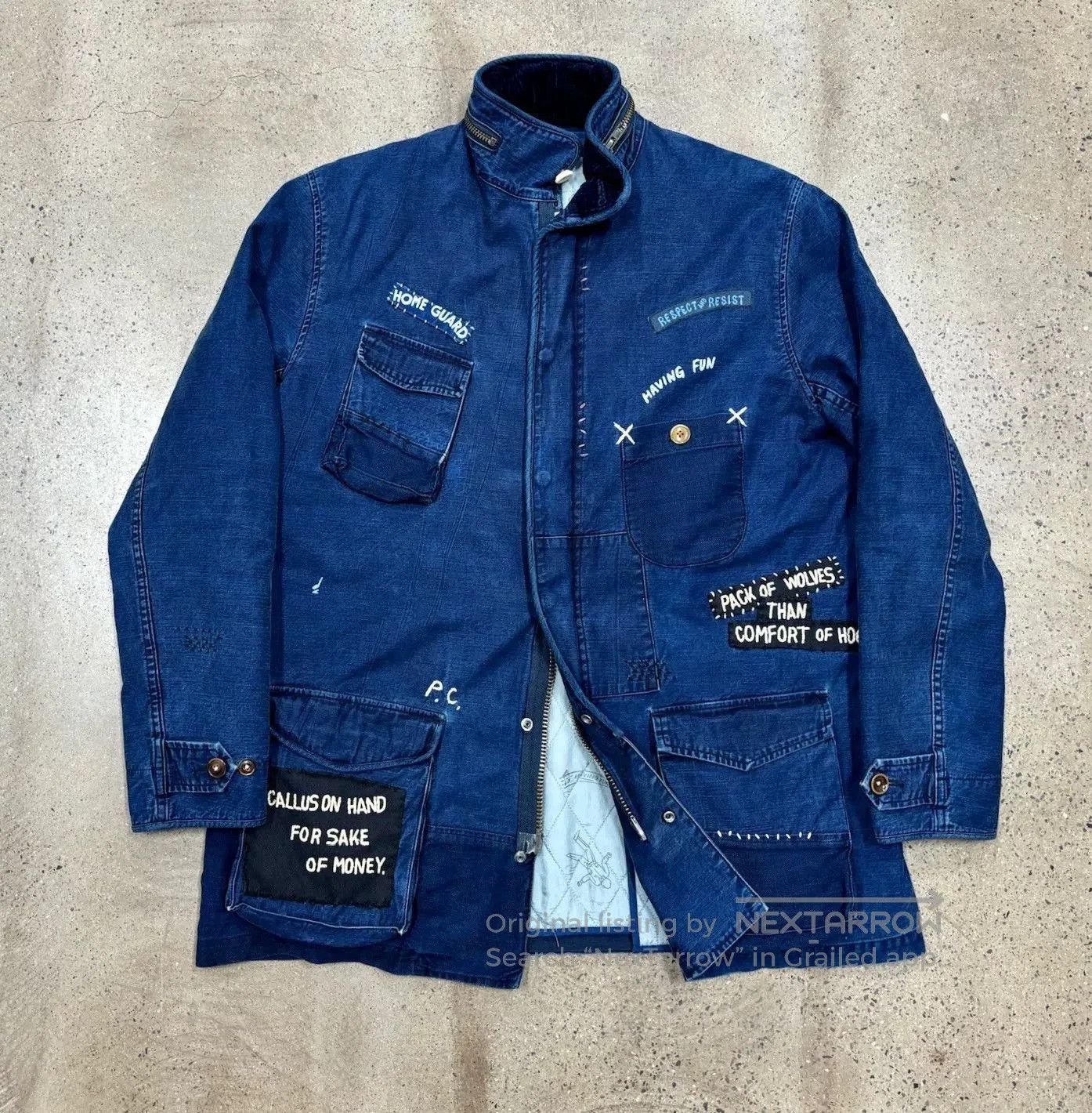 Porter Classic porter classic military coat blue dye patches. | Grailed