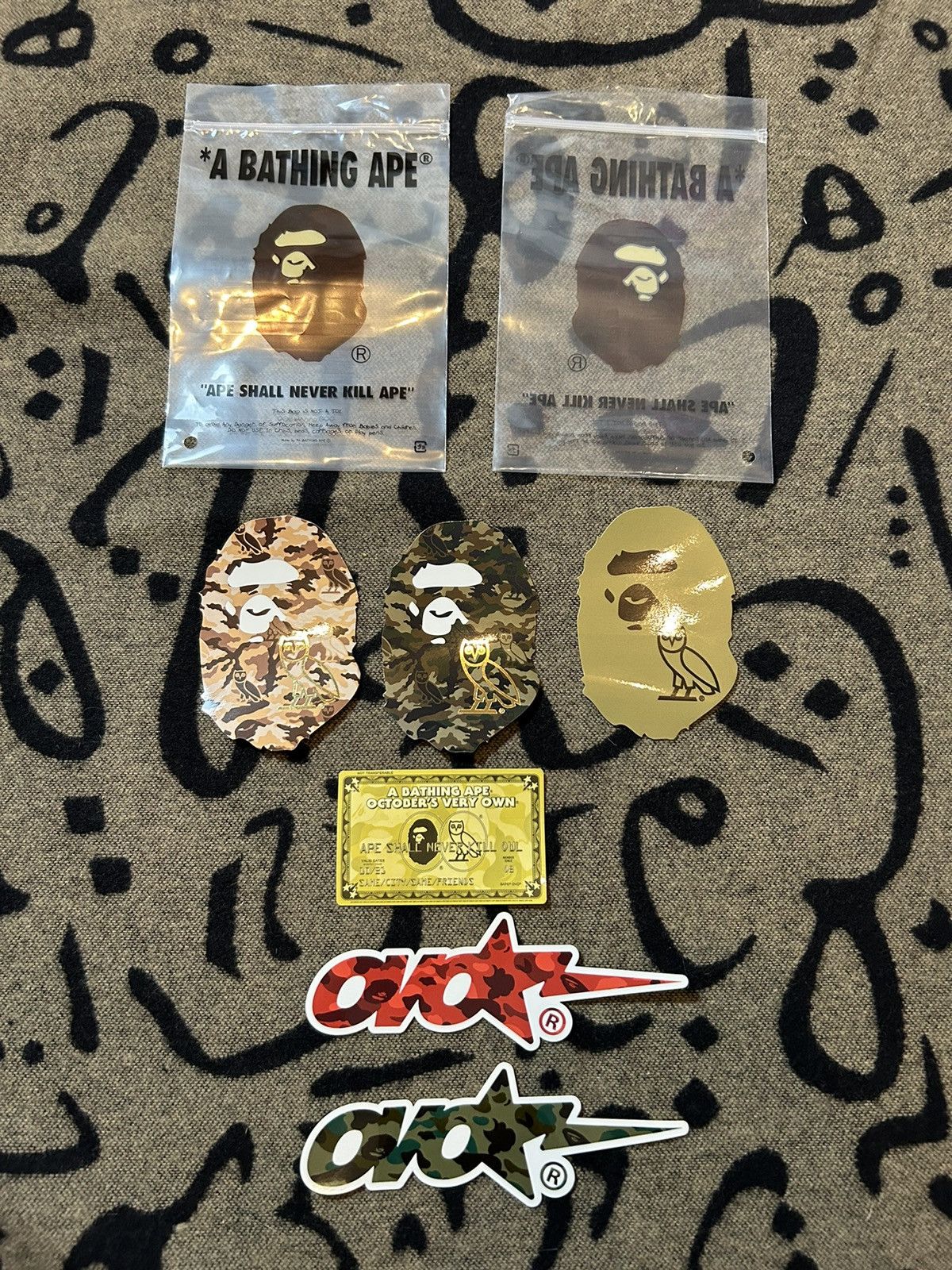 Bape × Octobers Very Own BAPE x OVO Sticker Pack | Grailed